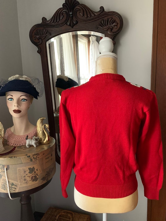 Vintage Red Sweater 1940s Style, 70s Does 40s Style R… - Gem