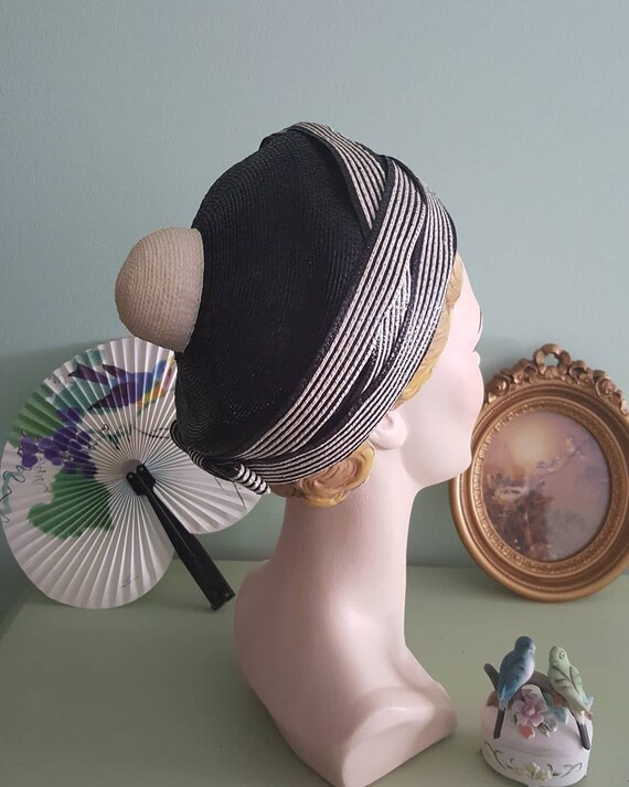 50s Mr John Hat Bump on the Noggin, 1950s Navy Blue S… - Gem