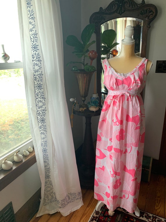 60s Suzy Star Nightgown, Psychedelic Pink Dress, Vint… - Gem