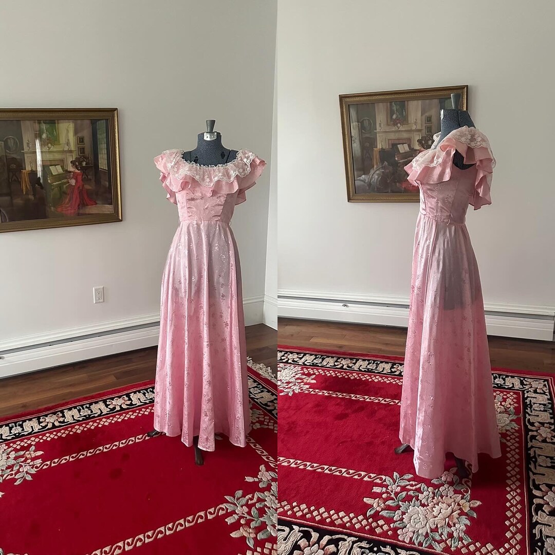 Cottagecore Pink Dress, Boho Pink Formal Dress, Size XS Formal Dress ...