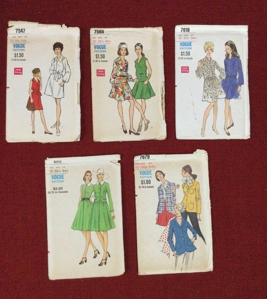 1960s Vintage Vogue Sewing Patterns 7547 7618 7560 7679 8212 X 1960s ...