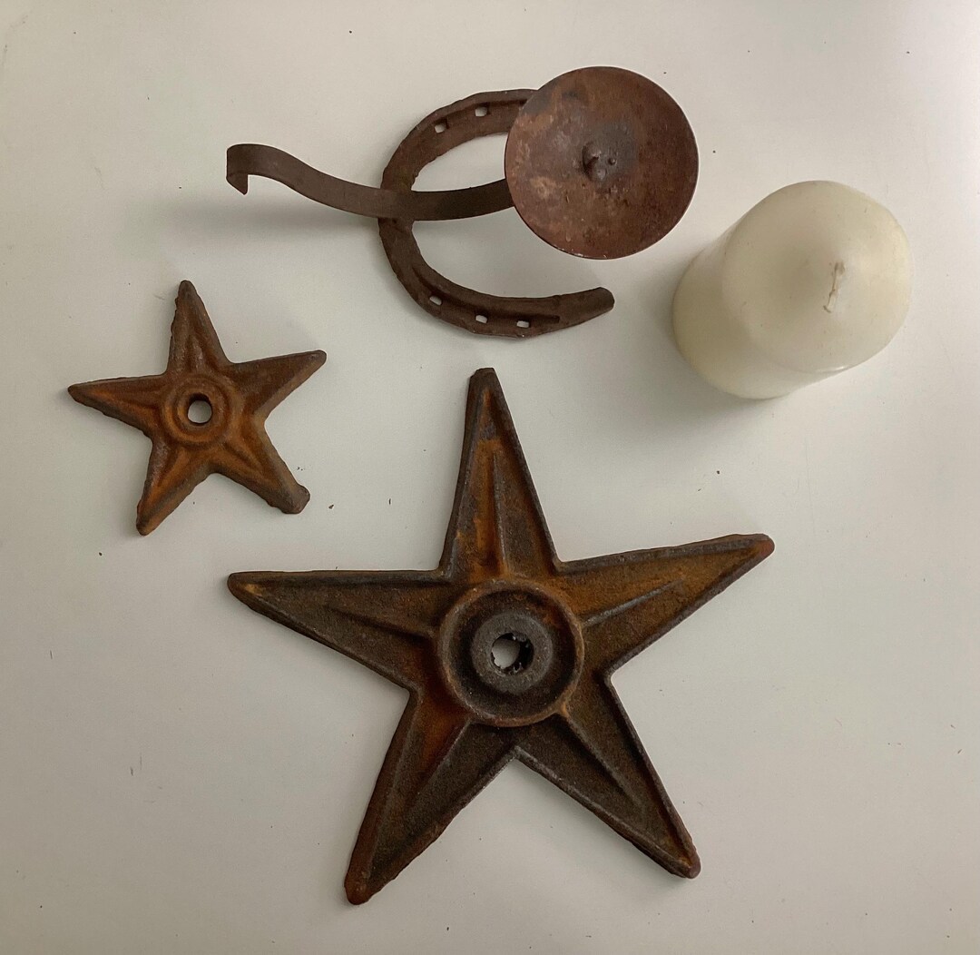Iron Stars and Iron Horseshoe Candle Holder : Metal Texas Star for ...