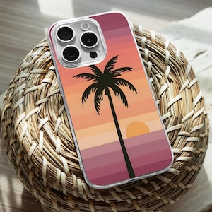 Palm Tree iPhone Clear Case, Summer Vibe iPhone 15 14 13 12 11 Plus Pro ...