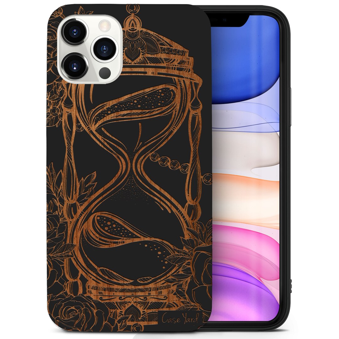 IPhone Wood Case, Hourglass Rose iPhone 16 15 14 13 12 11 Pro Max Plus ...