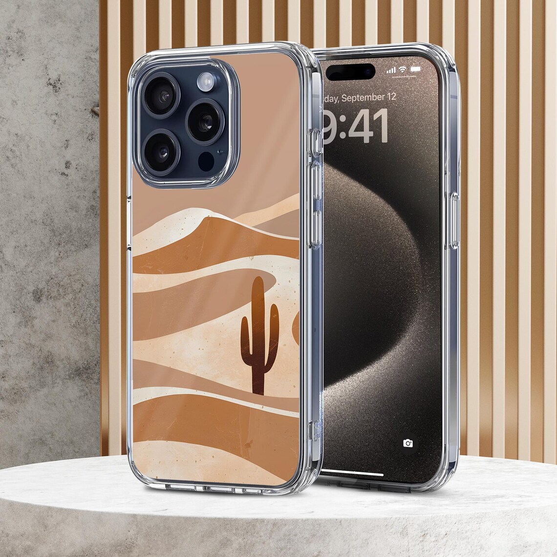 Sand Dunes iPhone Clear Case, Minimalist Cactus 15 14 13 12 11 Plus Pro ...