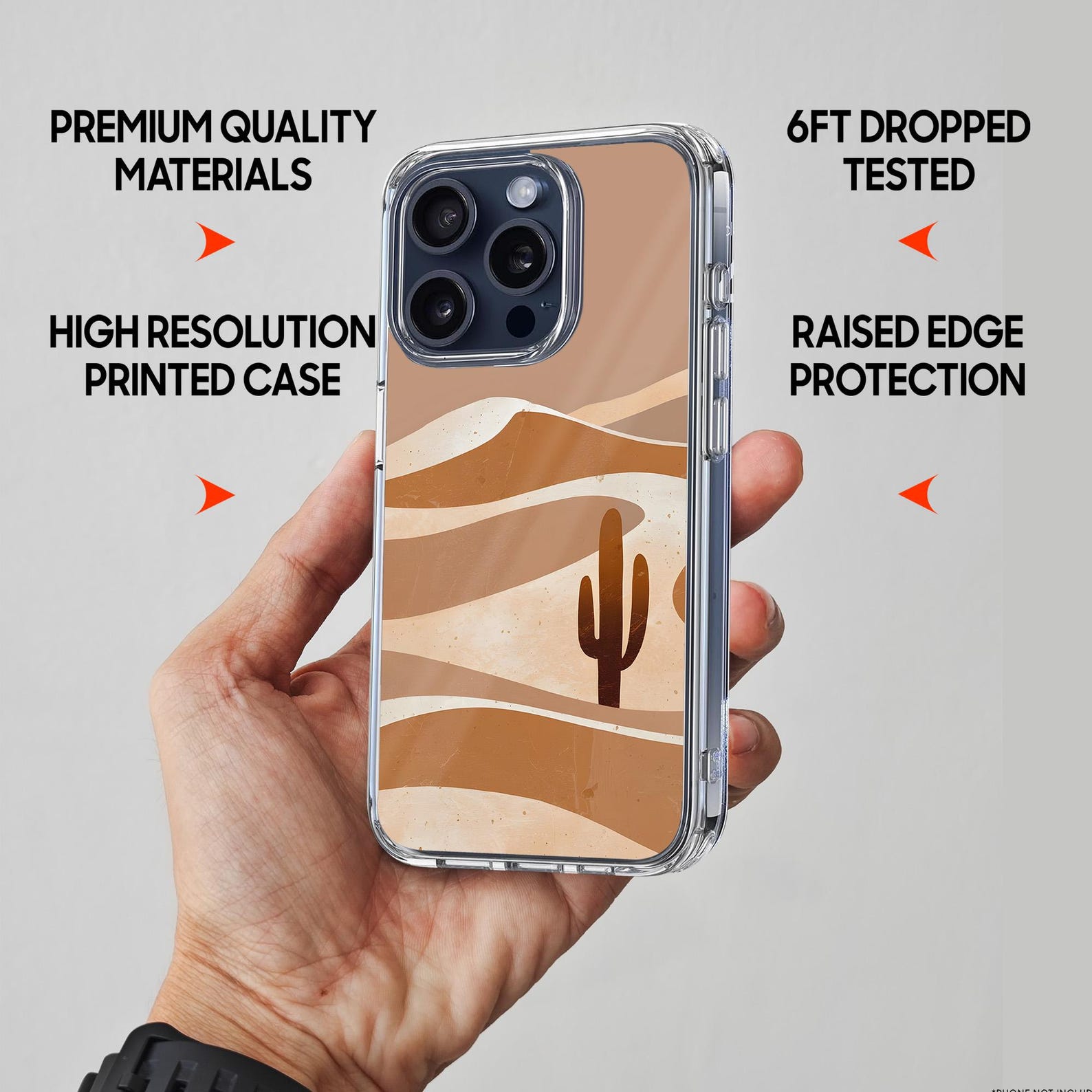 Sand Dunes iPhone Clear Case, Minimalist Cactus 15 14 13 12 11 Plus Pro ...