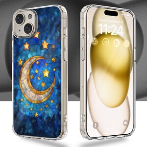 IPhone Clear Case, Moon Mosaic Art iPhone 15 14 13 12 11 Plus Pro Max ...