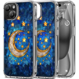 IPhone Clear Case, Moon Mosaic Art iPhone 15 14 13 12 11 Plus Pro Max ...