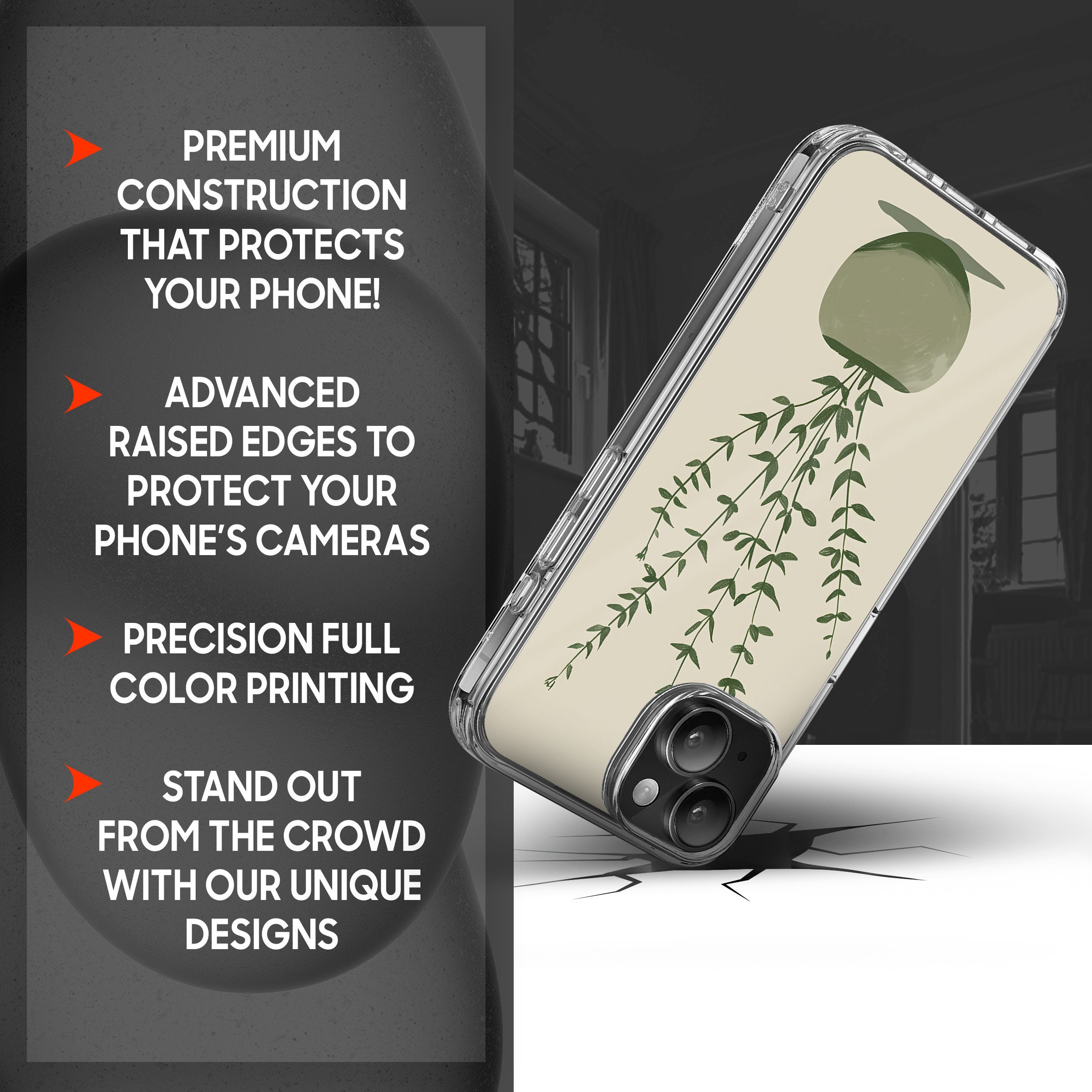 IPhone Clear Case, Watercolor Green Plant 15 14 13 12 11 Plus Pro Max ...