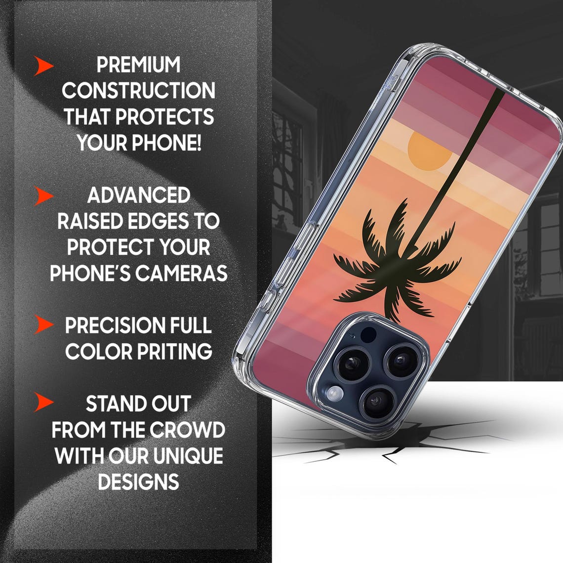 Palm Tree iPhone Clear Case, Summer Vibe iPhone 15 14 13 12 11 Plus Pro ...