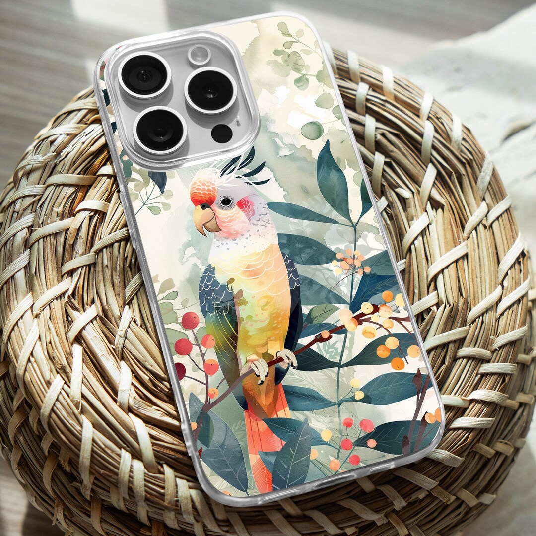 IPhone Clear Case, Watercolor Parrot Bird iPhone 15 14 13 12 11 Plus ...