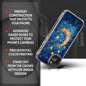 IPhone Clear Case, Moon Mosaic Art iPhone 15 14 13 12 11 Plus Pro Max ...