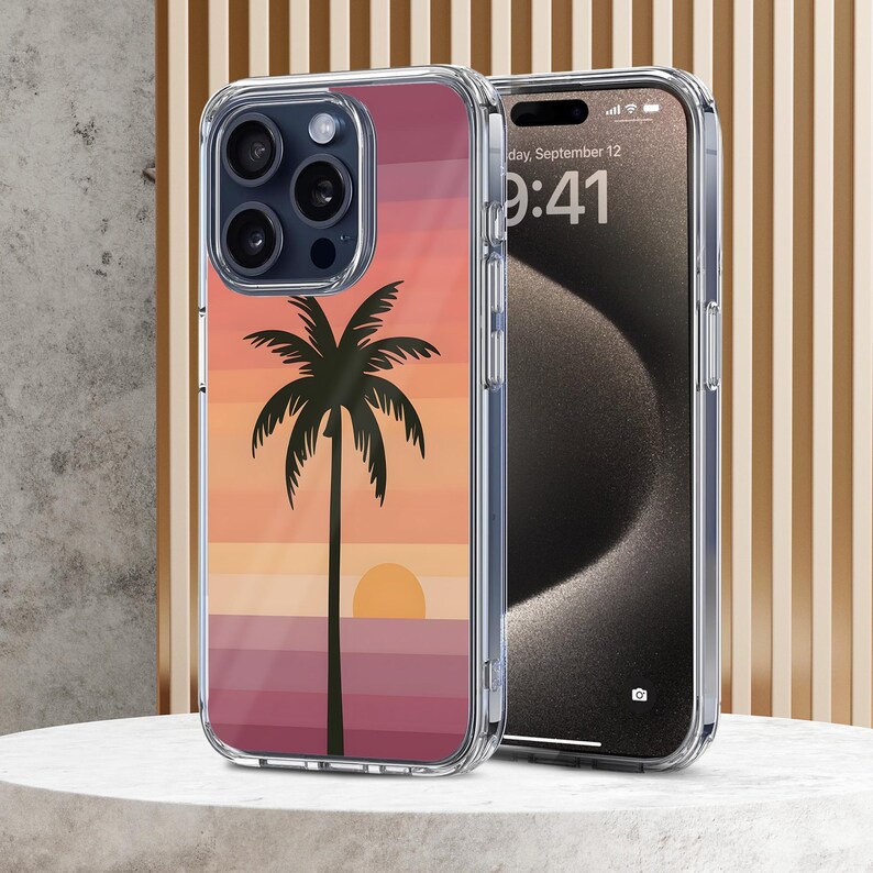 Palm Tree iPhone Clear Case, Summer Vibe iPhone 15 14 13 12 11 Plus Pro ...