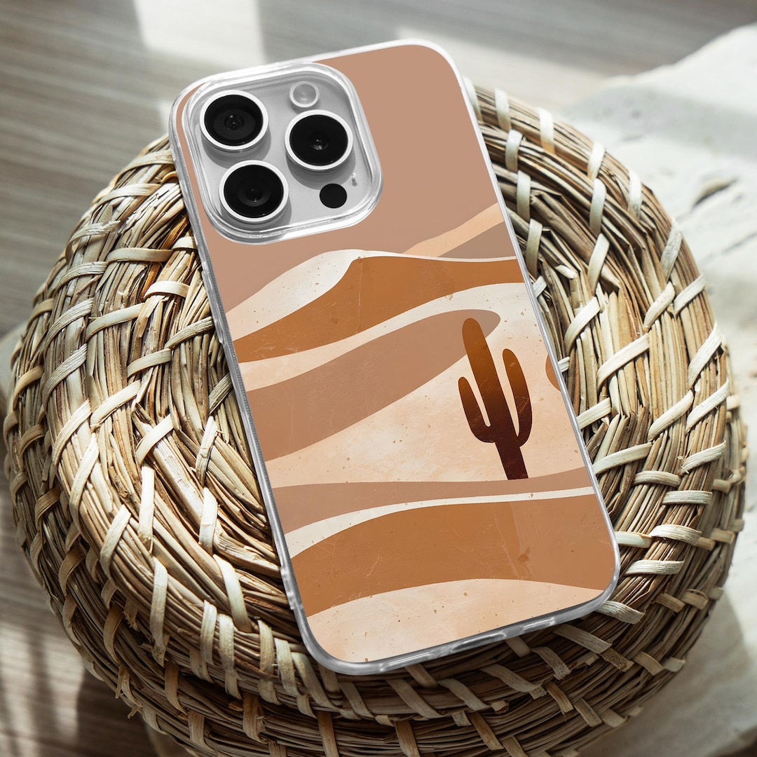 Sand Dunes iPhone Clear Case, Minimalist Cactus 15 14 13 12 11 Plus Pro ...