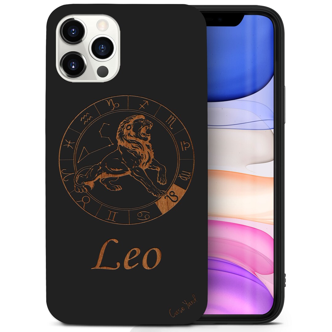 IPhone Wood Case, Leo Zodiac Sign iPhone 15 14 13 12 11 Pro Max Plus ...