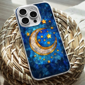 IPhone Clear Case, Moon Mosaic Art iPhone 15 14 13 12 11 Plus Pro Max ...