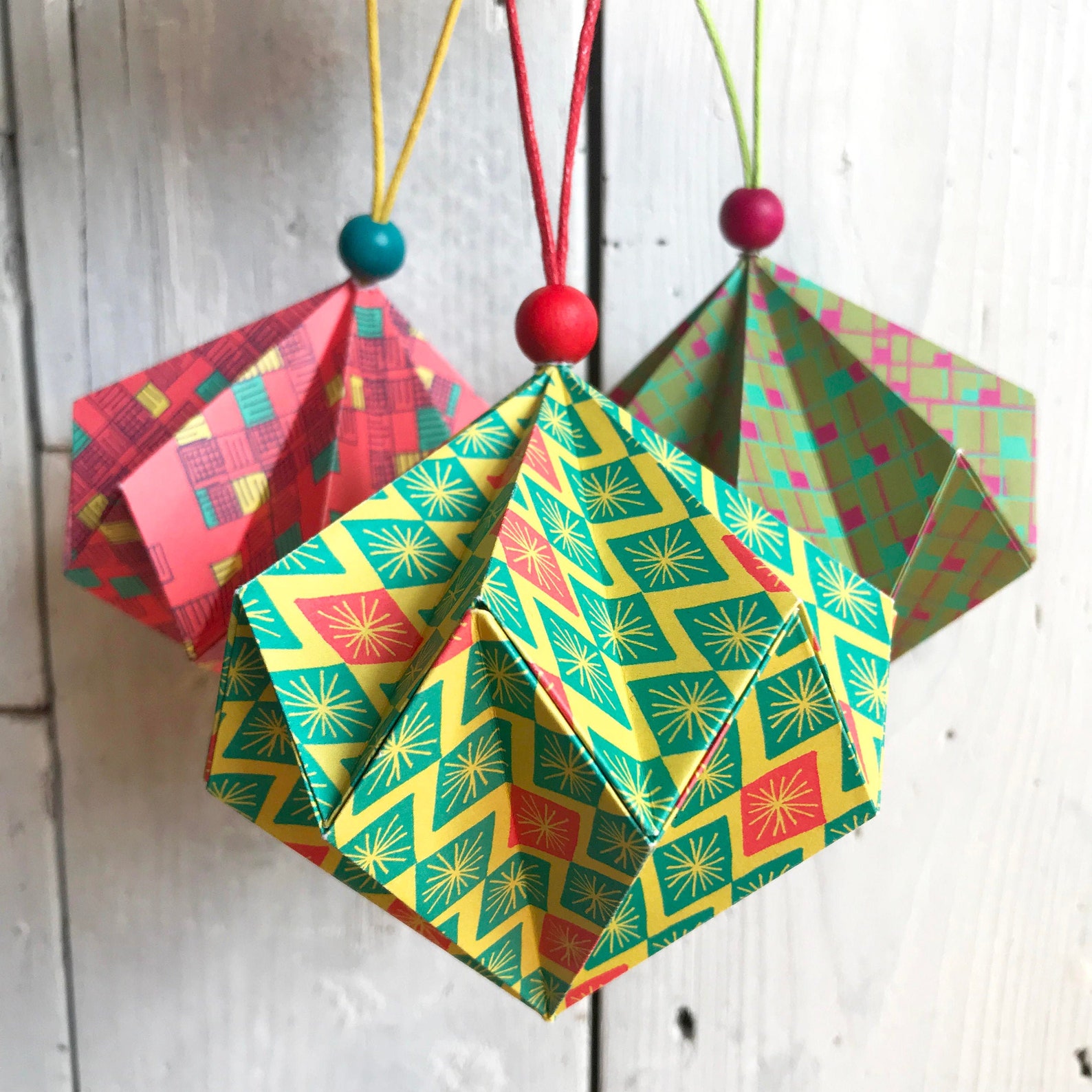 3 Origami Diamond Hanging Decorations/set of 3 Geometric - Etsy