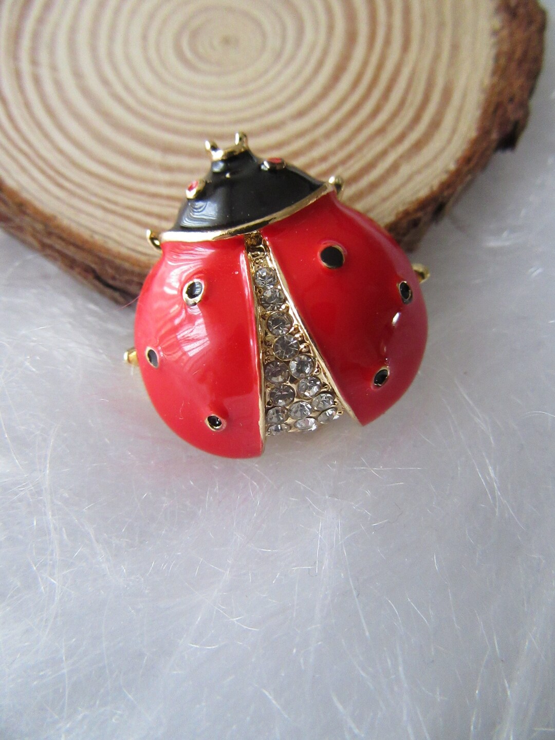 Ladybug Brooch: Red Enamel, Gold Tone, Retro Vintage Look - Etsy