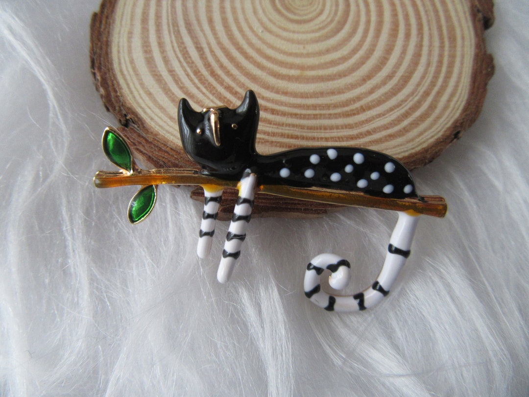 Brooch Relaxing Cat, Brooch Enamel Cat, Brooch Cat Lover, Brooch Relax ...