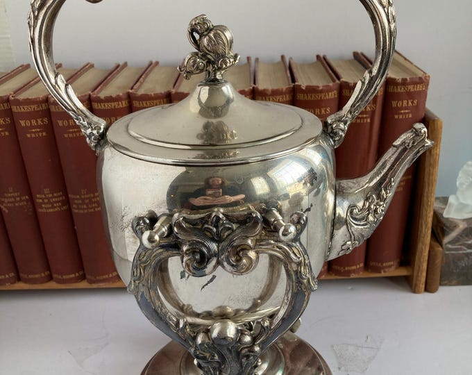 Antique • Silver Plated • Hanging Teapot W/covered Burner • H13" X W9 ...