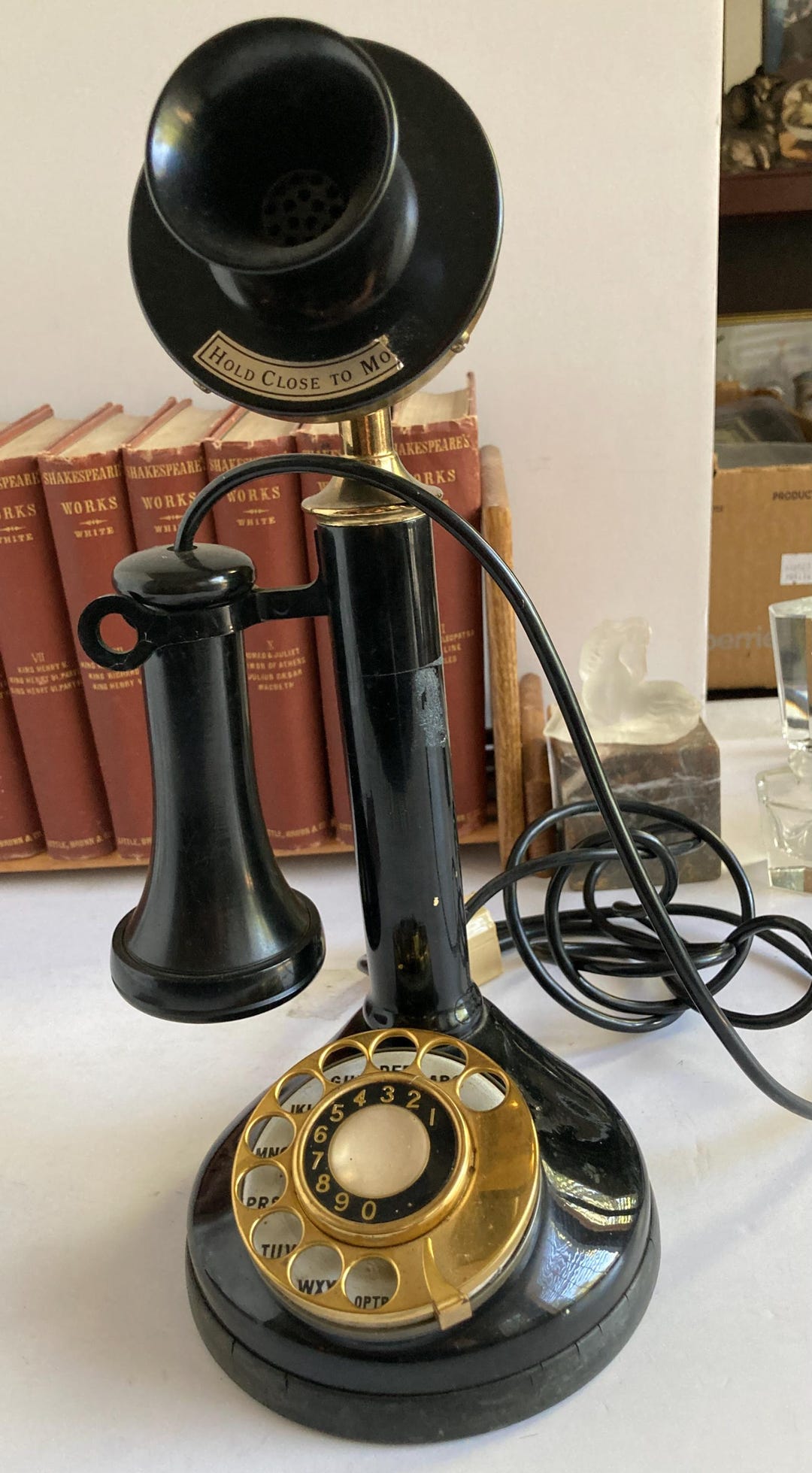 Vintage Candlestick Metal & Brass Dial Telephone - Etsy