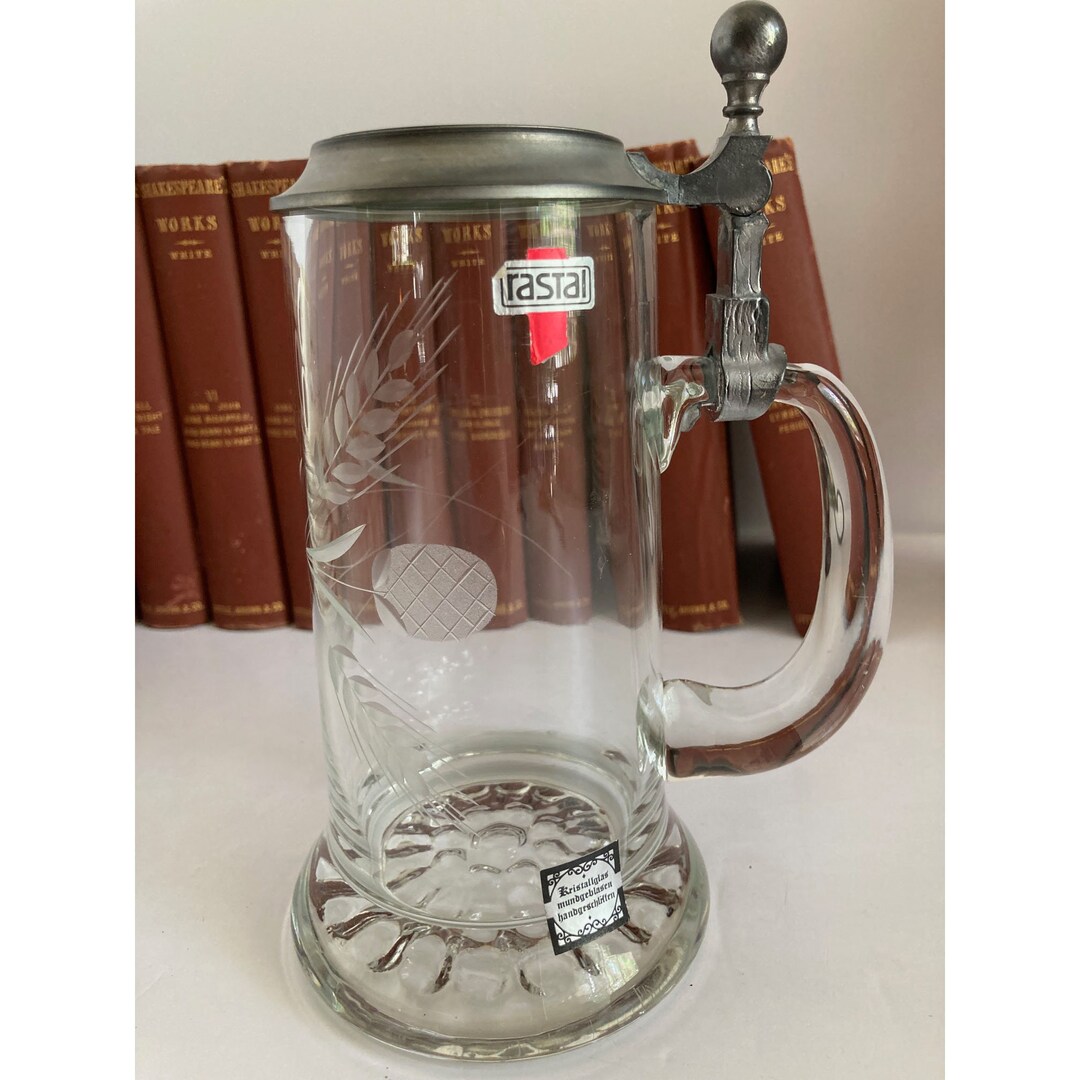 6.5" Rastal Lead Crystal Etched W/a Pewter Lid German Beer Tankard - Etsy