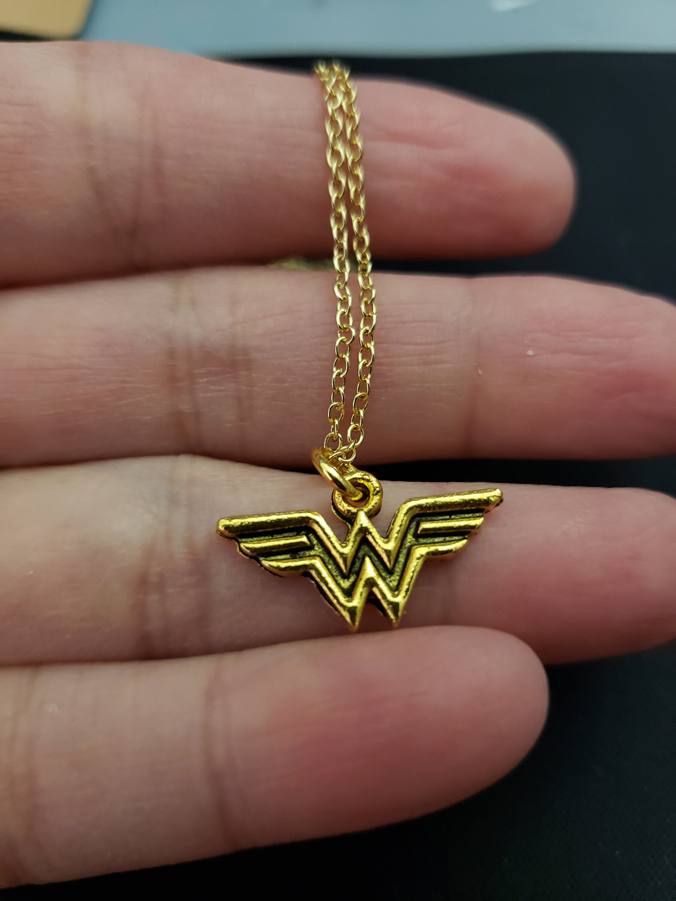 Handmade Wonder Woman Logo Charm Necklace DC Heros Super Heros Super Women Comic Book Jewelry Etsy
