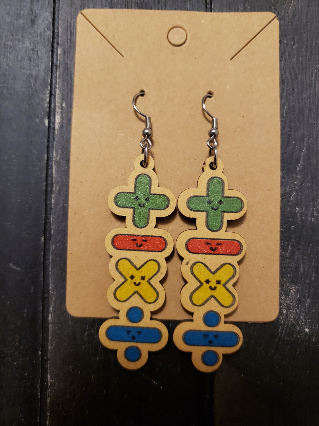 Wooden Math Operations Symbols With Cartoon Faces - Etsy