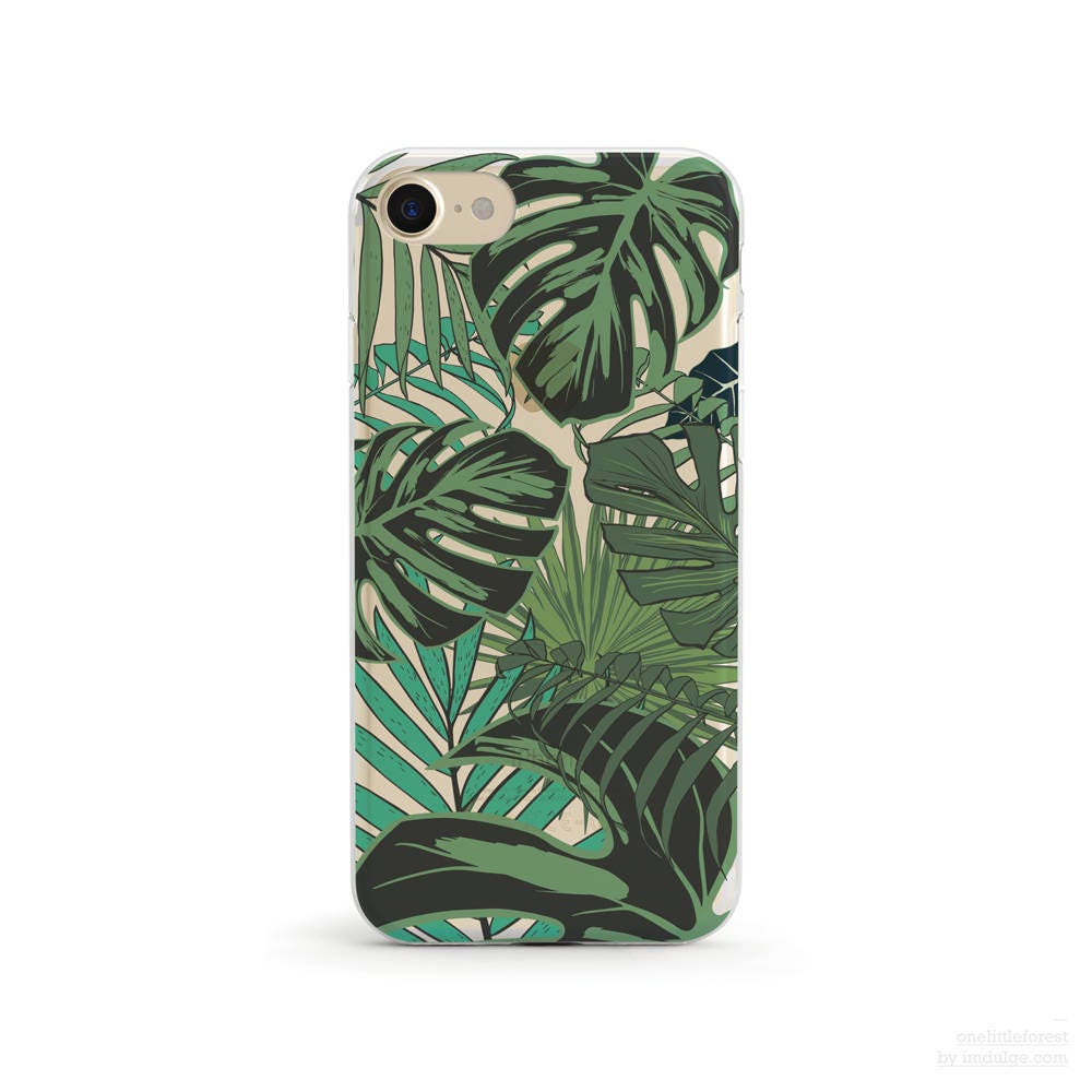 Tropical Leaves, Clear Soft Phone Case, iPhone Full Series, Samsung ...