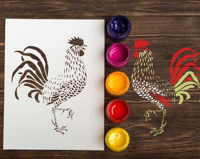 Custom Stencil Rooster: Reusable Craft Plastic Stencils for | Etsy