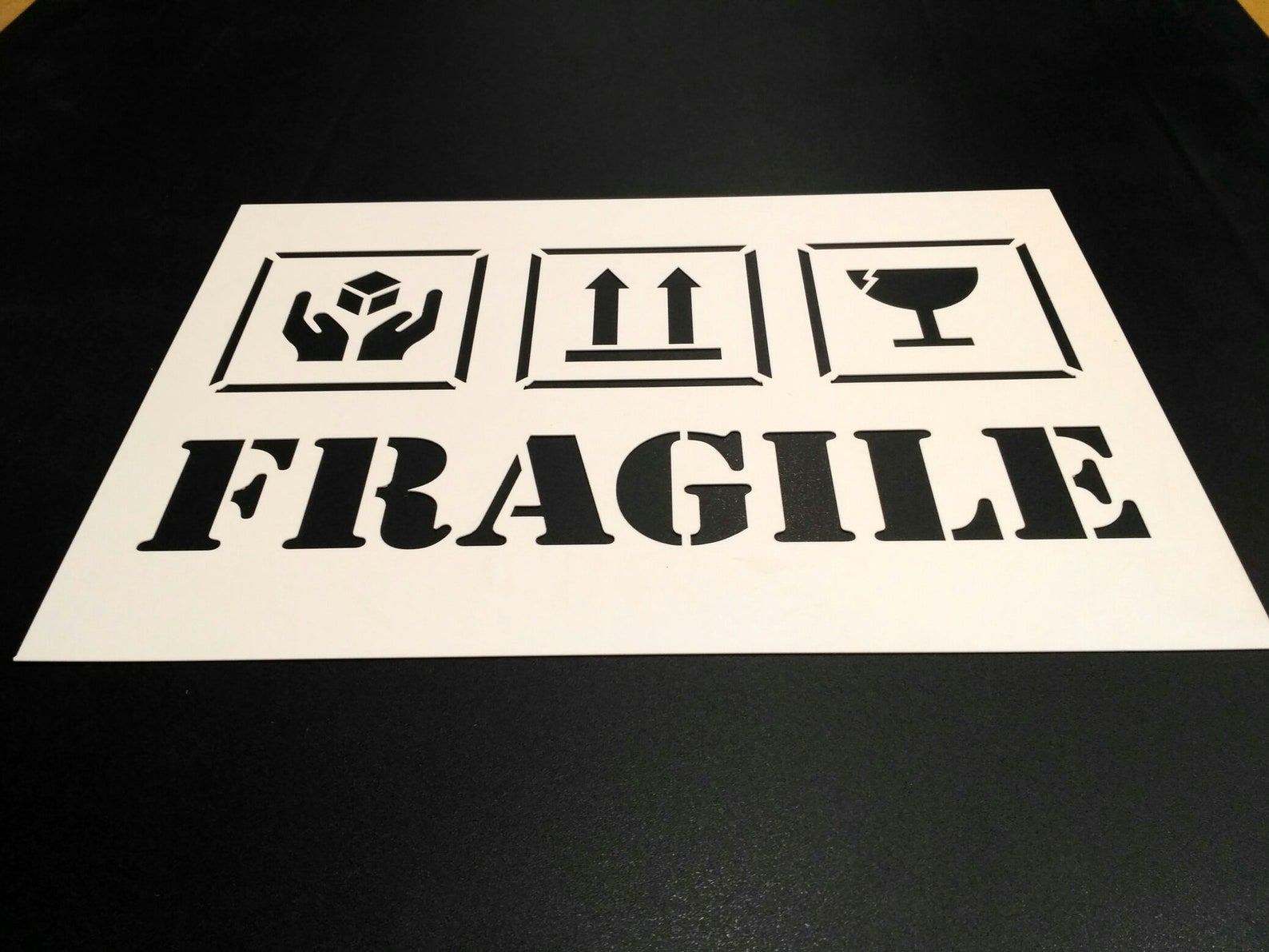 Fragile Stencil: Set of Two Stencils A4A3 Reusable Custom - Etsy