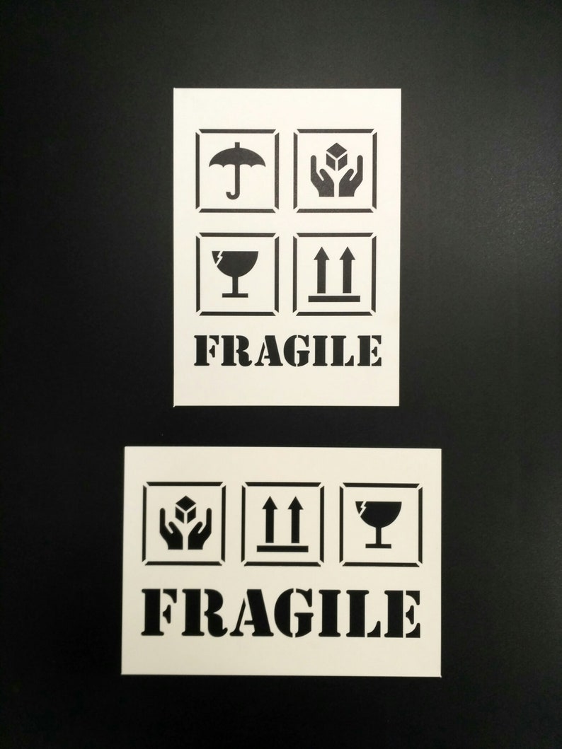 Fragile Stencil: Set of Two Stencils A4A3 Reusable Custom - Etsy