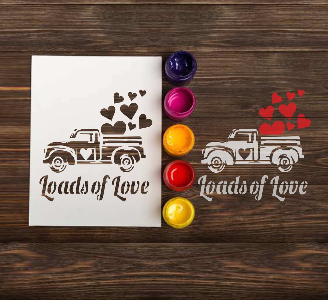 Valentines Truck Stencil: Reusable Custom Craft Stencils for Wood Sign ...