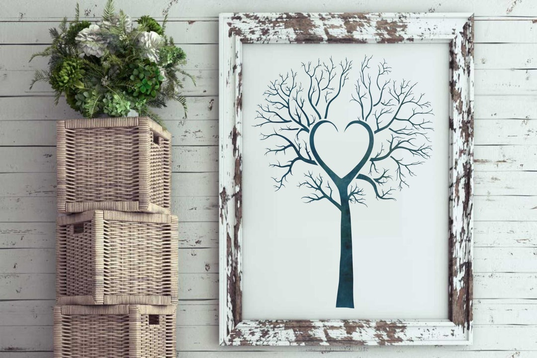 Heart Tree Stencil for Crafts: Reusable Custom Stencil Template for ...
