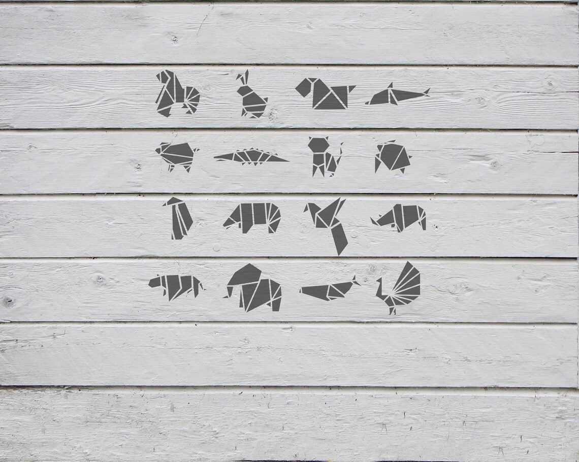 Origami Animals Stencil: Reusable Craft Stencils for Painting - Etsy