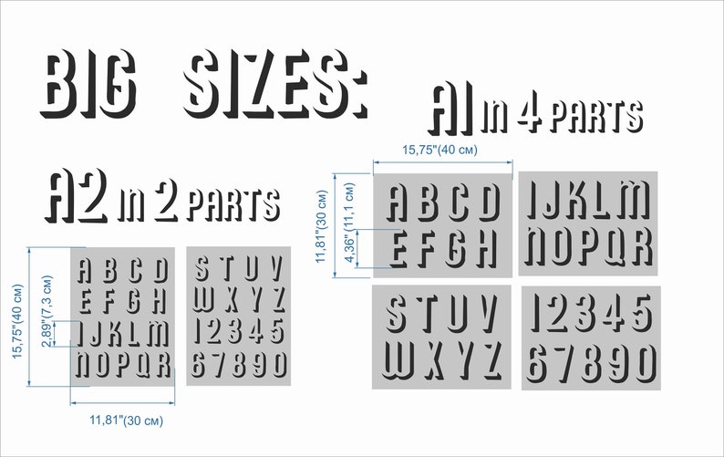 Custom Stencil Alphabet & Numbers Shadow Font Reusable - Etsy