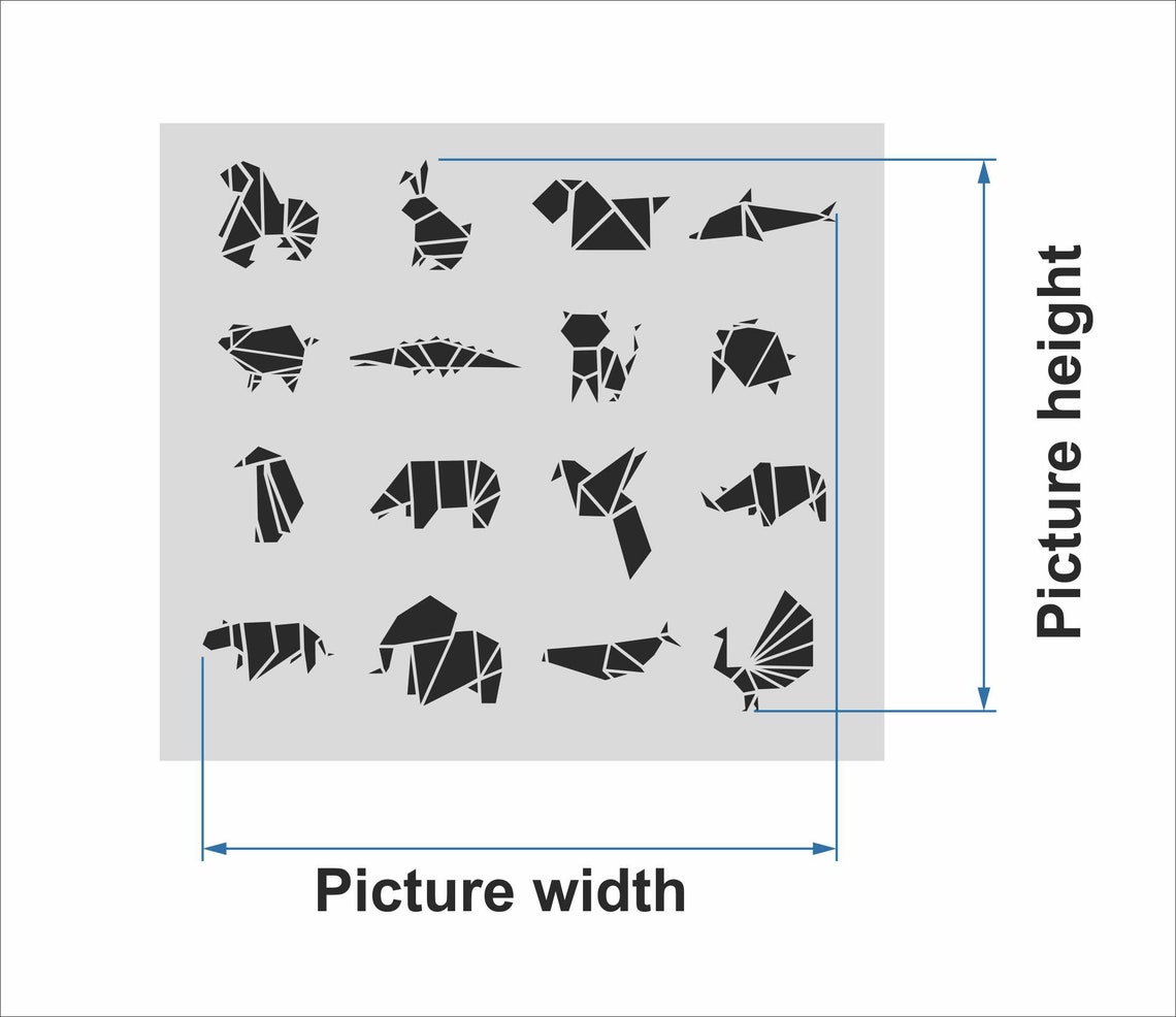 Origami Animals Stencil: Reusable Craft Stencils for Painting - Etsy
