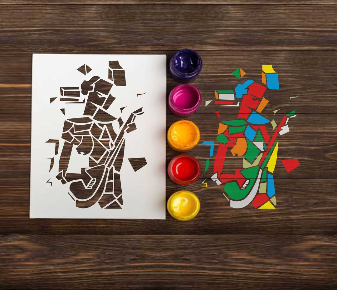 Stencil for Art Girl With Mandolin Picasso Cubism, Reusable Custom ...