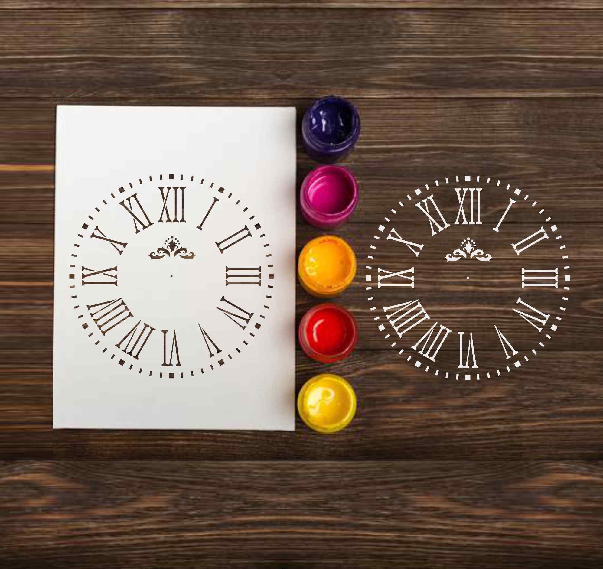 Clock Stencil: Reusable Craft Stencils, Plastic Custom Stencil, Roman ...