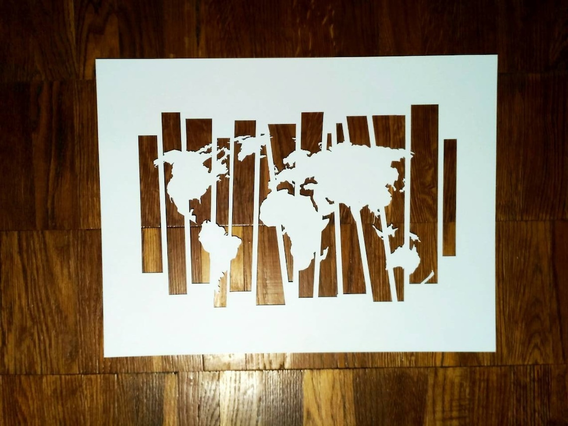 Stencil World Map Reusable Art Map Stencil World Plastic - Etsy