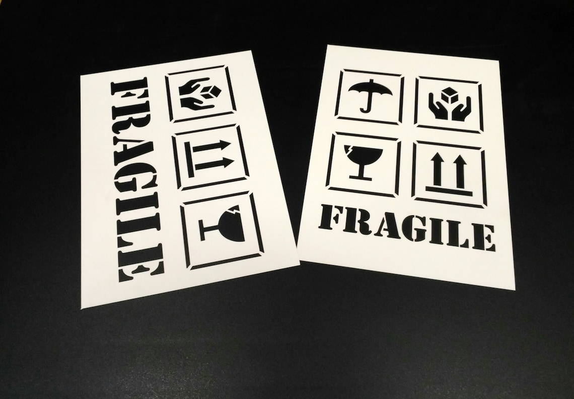 Fragile Stencil: Set of Two Stencils A4A3 Reusable Custom - Etsy UK