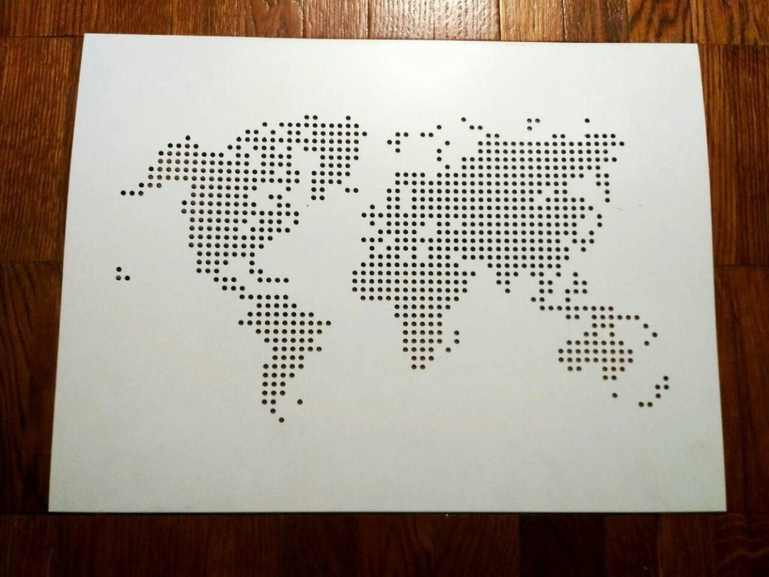 Stencil World Map Dotted, Reusable Map Stencil Dots, World Dotting ...