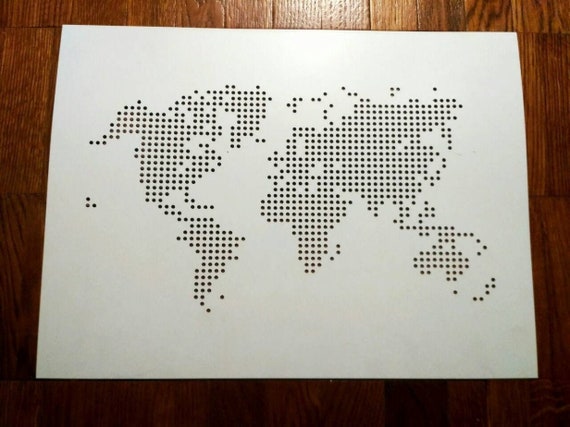Stencil World Map Dotted reusable Map stencil dots world | Etsy