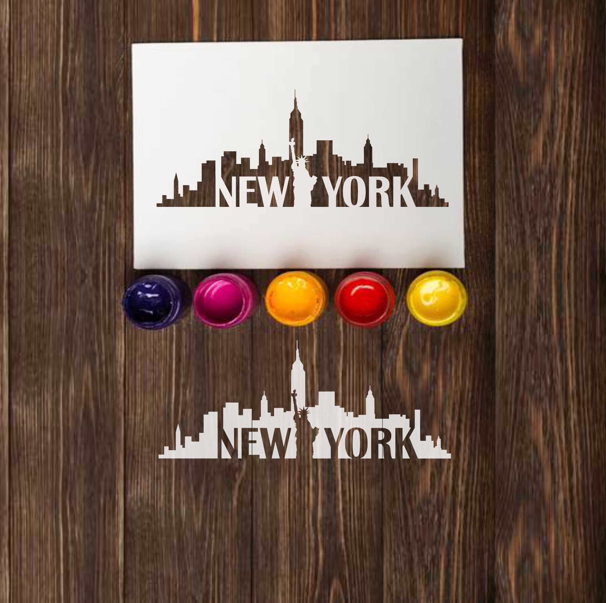 New York Skyline Stencil: Reusable Custom Stencils for Painting, Wood ...
