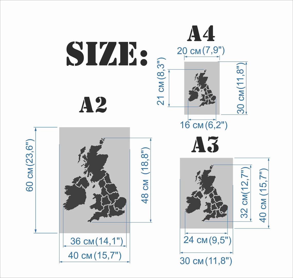 British Isles Map Stencil: Plastic United Kingdom & Ireland Map Outline ...