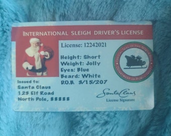 Santa Sleigh License, Santa Lost Driving License, Santa Driving License ...