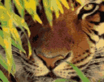 White Tiger Cross Stitch Pattern PDF-EASY Chart With One Color | Etsy