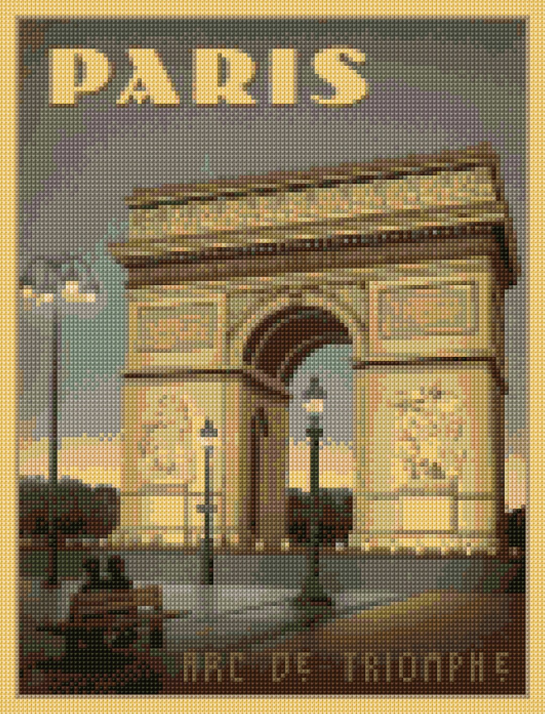 Vintage Paris Arc De Triomphe Cross Stitch Pattern PDF- EASY Chart With ...