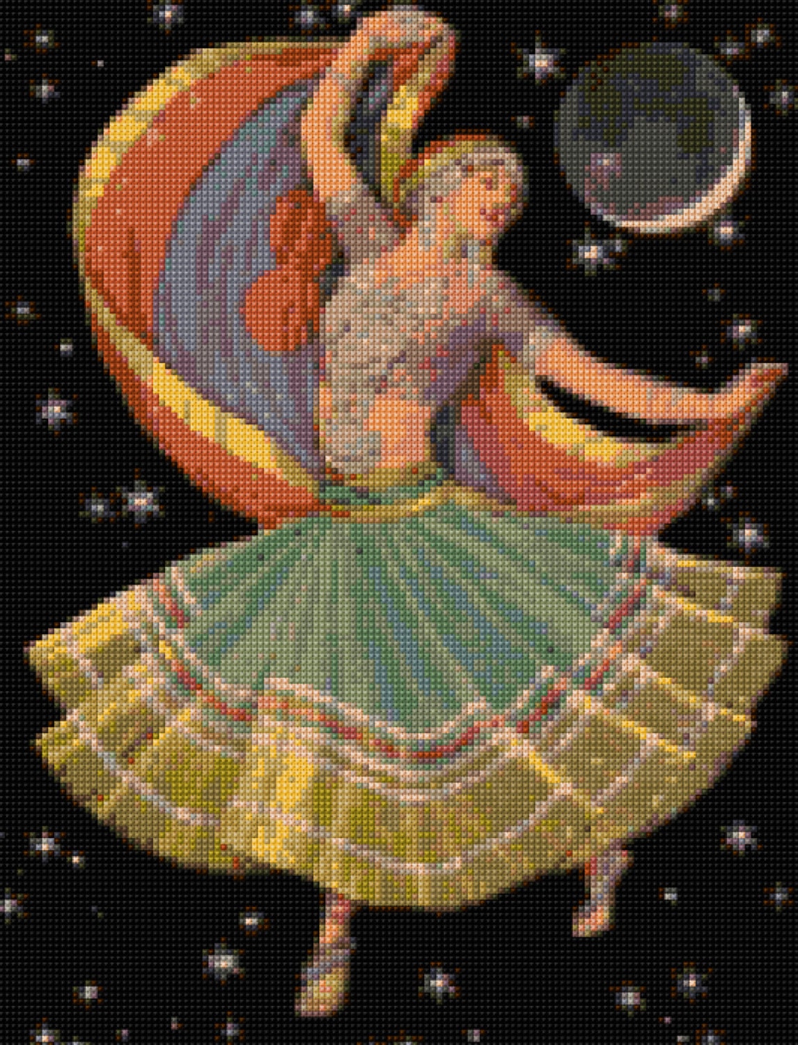 Art Deco Romani Gypsy Moon Dancer Cross Stitch Pattern PDF- EASY Chart ...