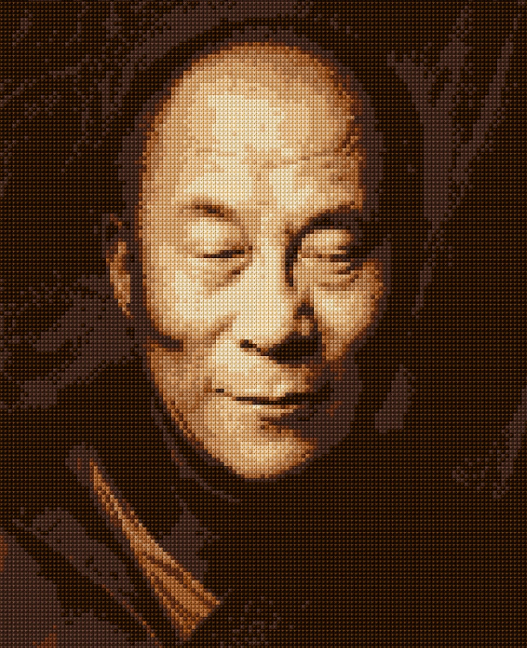 Serene Dalai Lama Cross Stitch Portrait PDF - EASY Chart With One Color ...